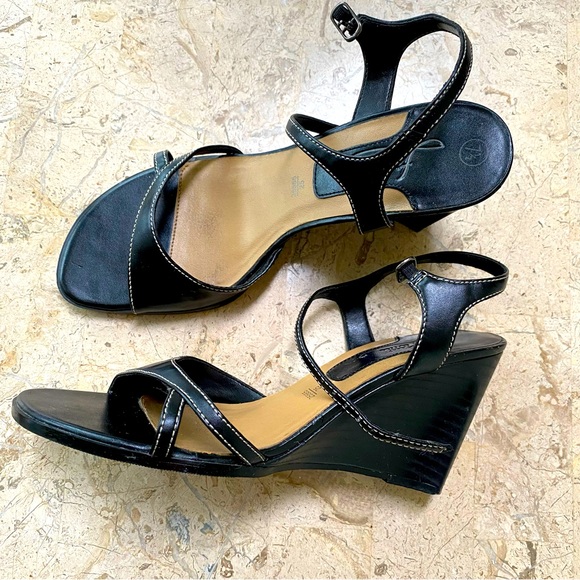 FIONI Clothing | Shoes | Elegant Black Open Toe Wedge Sandal By Fioni ...
